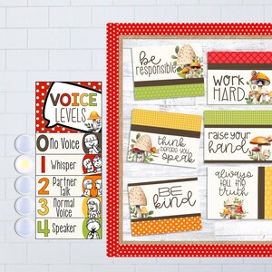 Printable Voice Level Chart Posters Mushroom Retro Classroom Decor ...