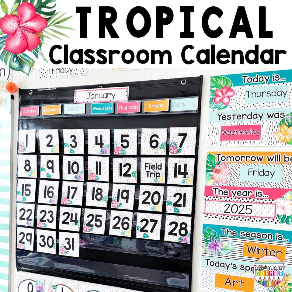Tropical Classroom Calendar & Weather Display Set Tropical Classroom ...