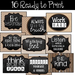 Editable Farmhouse Classroom Rules Posters Farmhouse Neutral Classroom ...