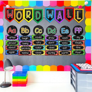Classroom Word Wall Display Editable Rainbow Classroom Decor Word Wall ...