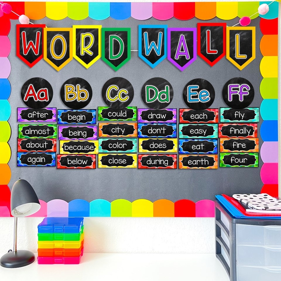 Classroom Word Wall Display Editable Rainbow Classroom Decor Word Wall ...