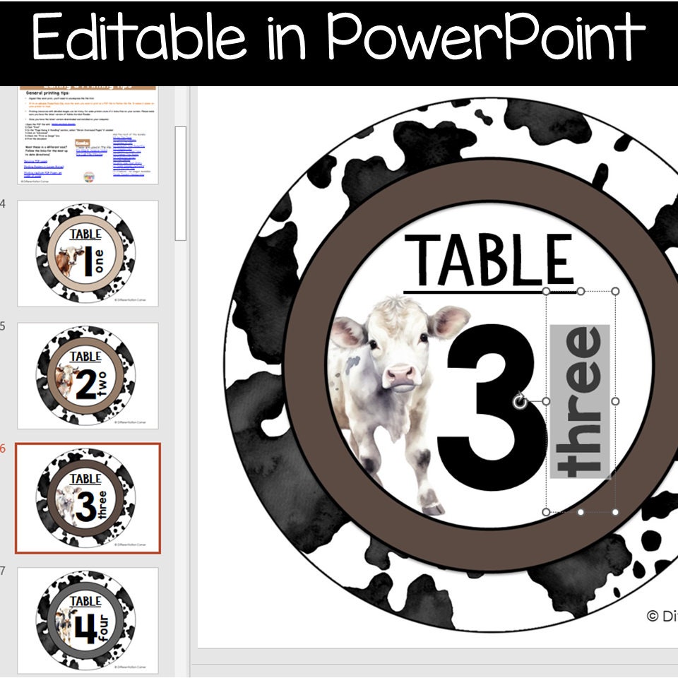 PRINTABLE Cow Print Table Numbers Farmhouse Classroom Decor Classroom ...