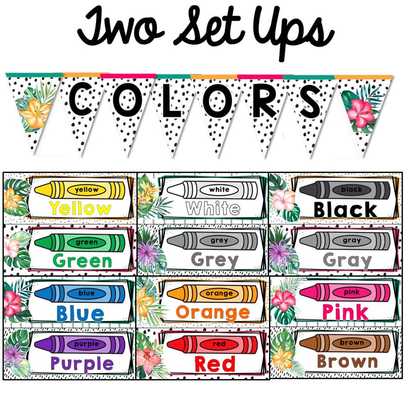 PRINTABLE Color Posters Pack | Tropical Classroom Decor | Tropical ...