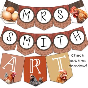 Editable Chicken Bunting Bulletin Board Banner Letters Farmhouse ...