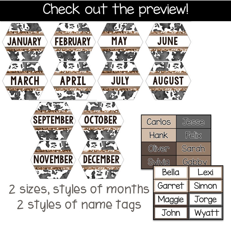 Cow Print Classroom Birthday Display Farmhouse Classroom Decor Cow ...