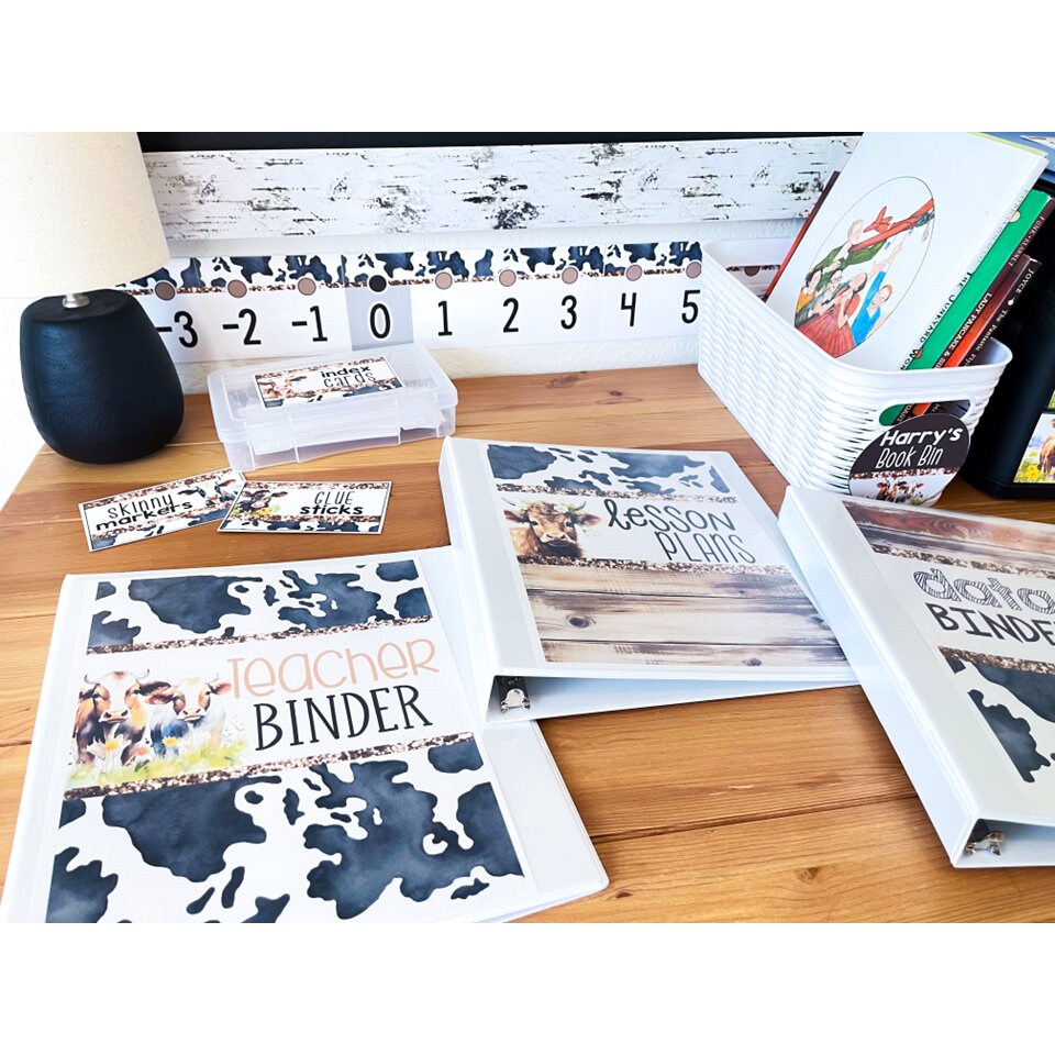 Editable Cow Print Binder Covers and Spines Farmhouse Classroom Decor ...