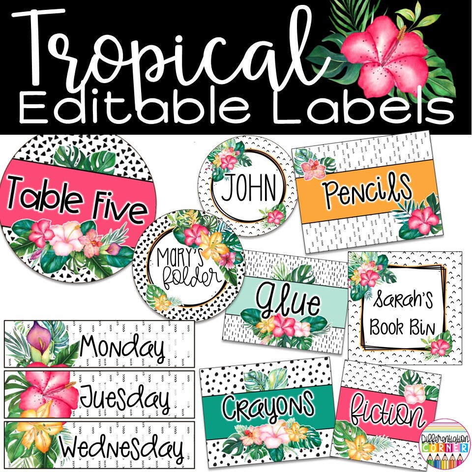 Etiquetas editables para el aula tropical Decoración del aula - Etsy México