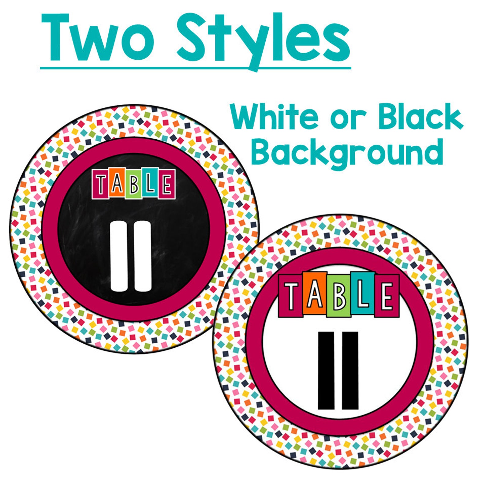 PRINTABLE Table Numbers Confetti Rainbow Classroom Decor Classroom ...