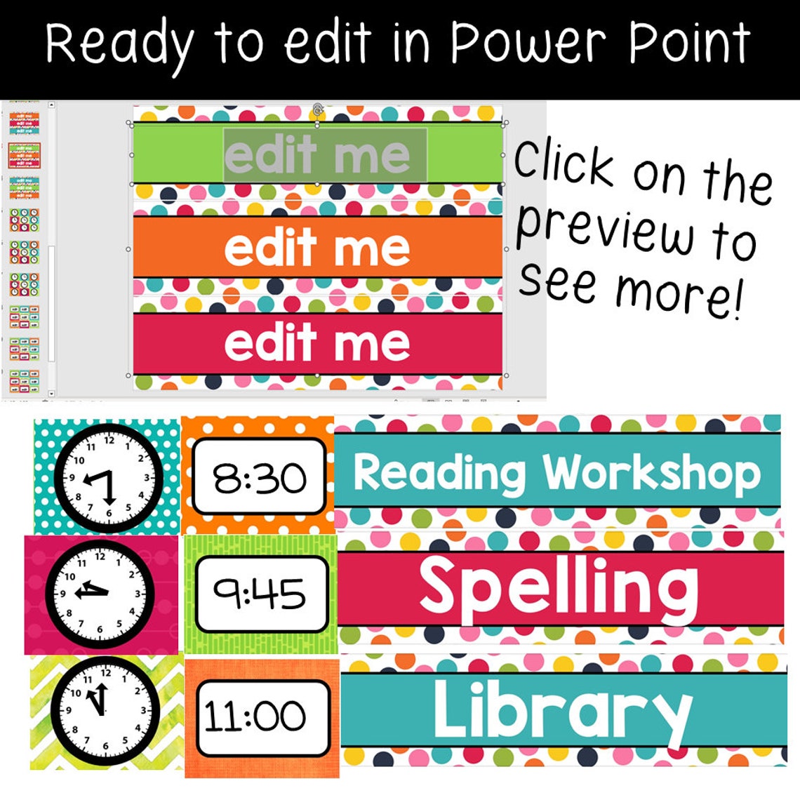 Editable Daily Schedule Cards Confetti Rainbow Classroom Decor ...