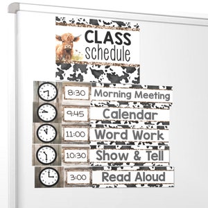 Editable Daily Schedule Cards Cow Print Farmhouse Classroom Decor ...