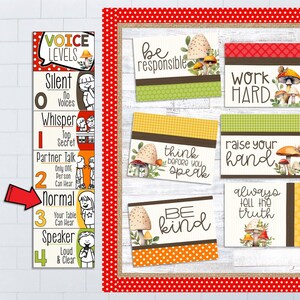 Printable Voice Level Chart Posters Mushroom Retro Classroom Decor ...