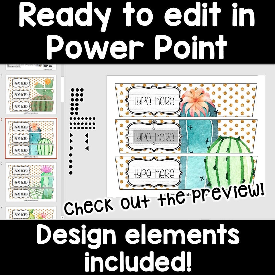 10 Drawer Cart Rolling Labels Editable Cactus Classroom Decor - Etsy