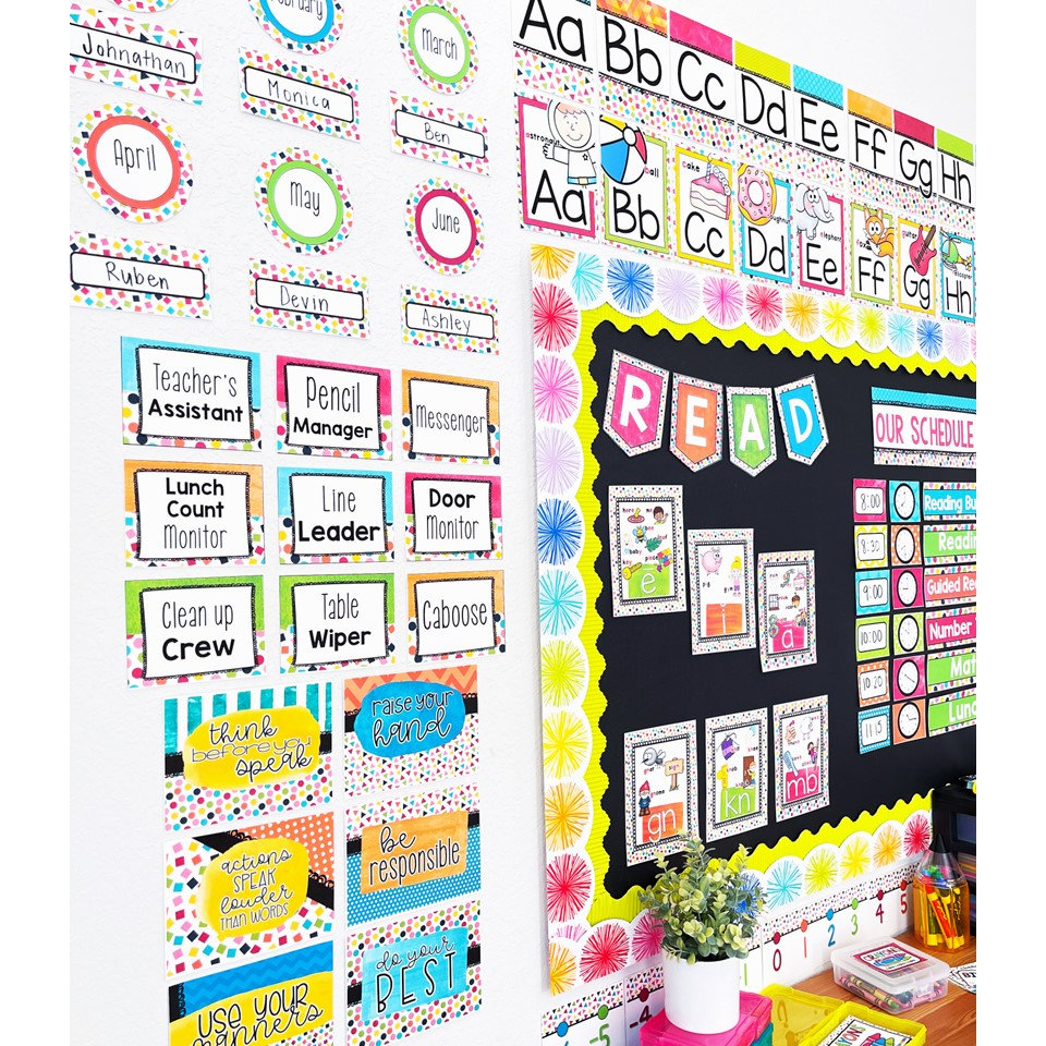 Editable Classroom Jobs Chart Template Confetti Rainbow Classroom Decor ...