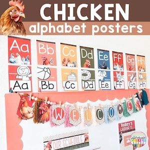 Alphabet Posters for the Classroom Chicken Farmhouse Classroom Decor ...