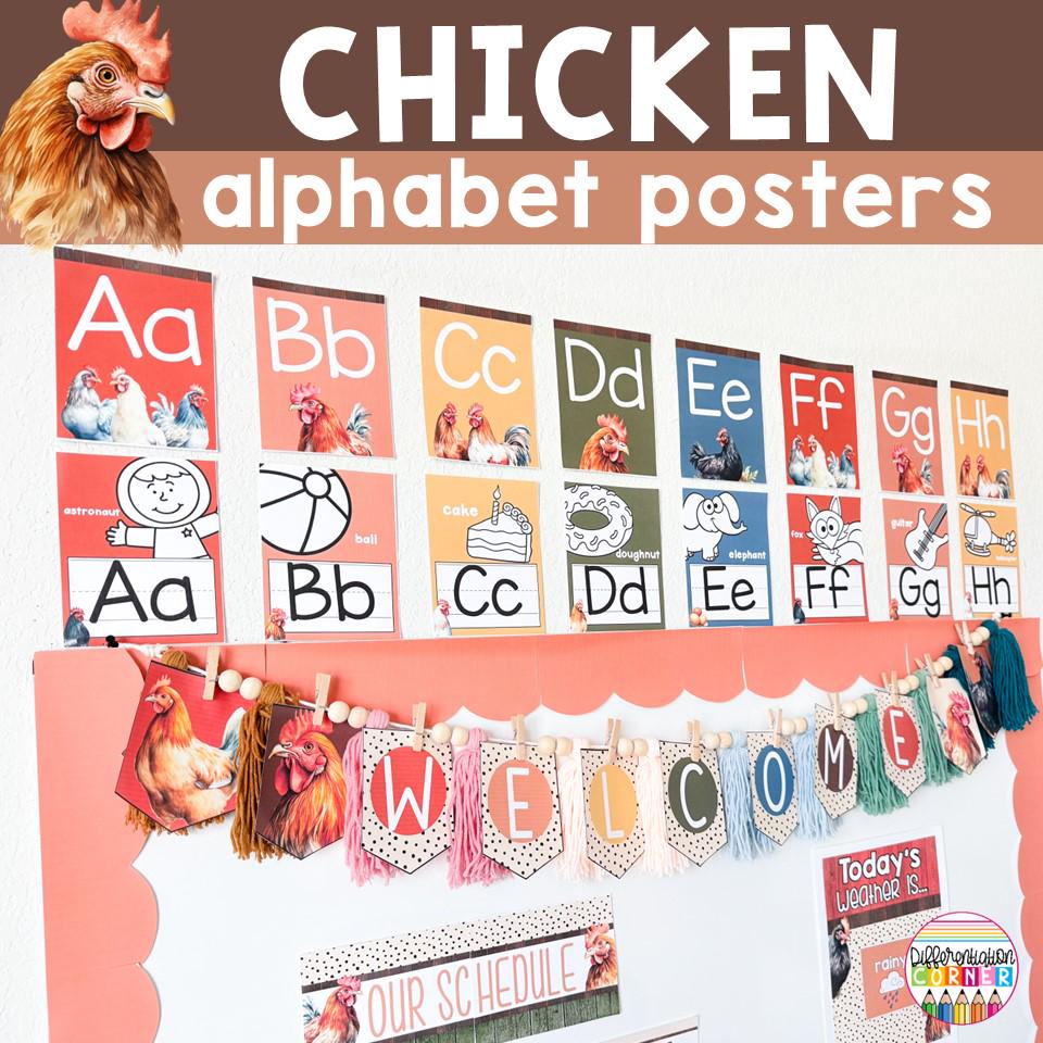 Alphabet Posters for the Classroom Chicken Farmhouse Classroom Decor ...