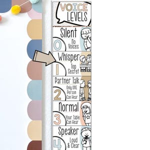 Neutral Boho Colors Printable Voice Level Chart Posters, Neutral Boho ...