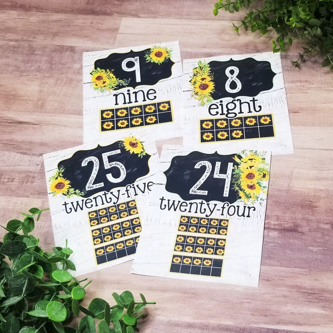 Number Posters 0-30 Number Line With Negative Numbers Sunflower ...