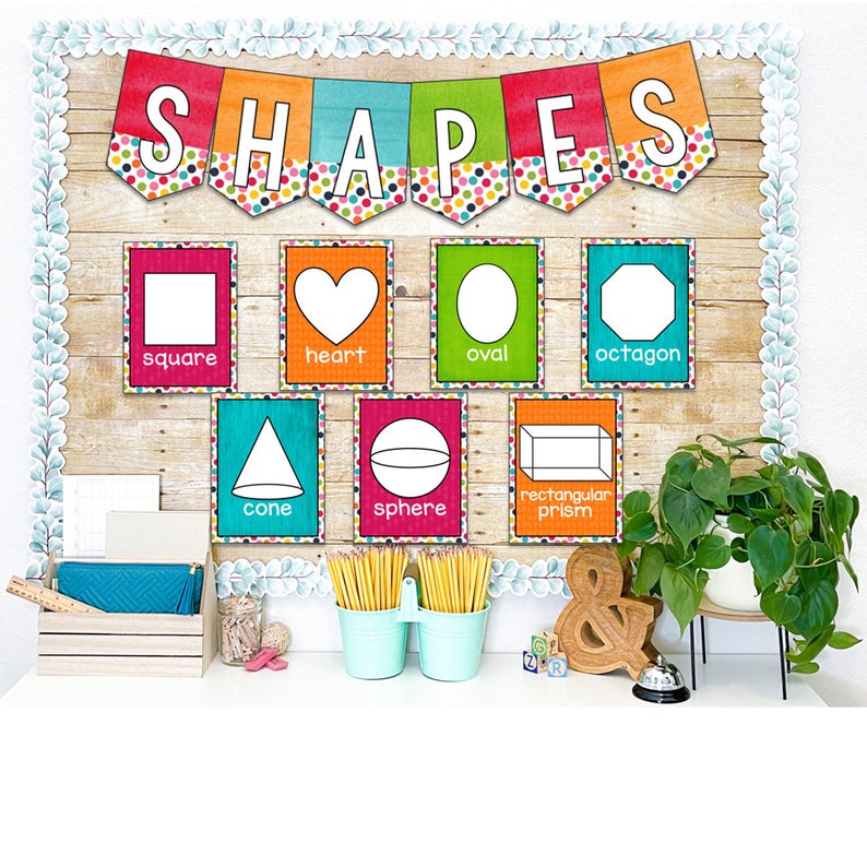 PRINTABLE Shape Posters and Charts Confetti Rainbow Classroom Decor 2D ...