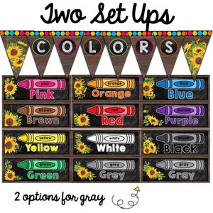 PRINTABLE Color Posters Pack | Sunflower Farmhouse Classroom Decor ...