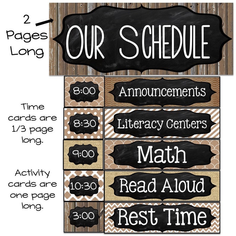 Editable Daily Schedule Cards Farmhouse Classroom Decor Farmhouse ...