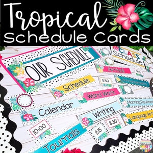 Editable Daily Schedule Cards Tropical Classroom Decor Tropical ...