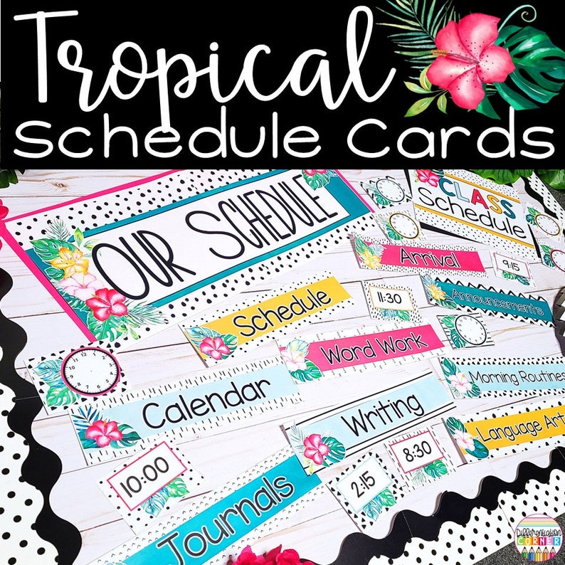 Editable Daily Schedule Cards Tropical Classroom Decor - Etsy