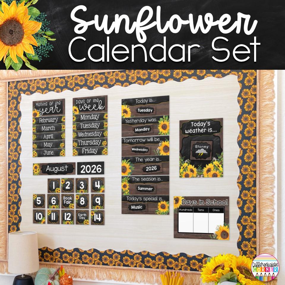 Classroom Calendar & Weather Display Set | Sunflower Farmhouse ...