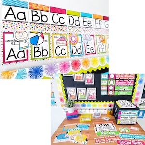 Confetti Rainbow Classroom Decor Bundle | Classroom Bulletin Board ...