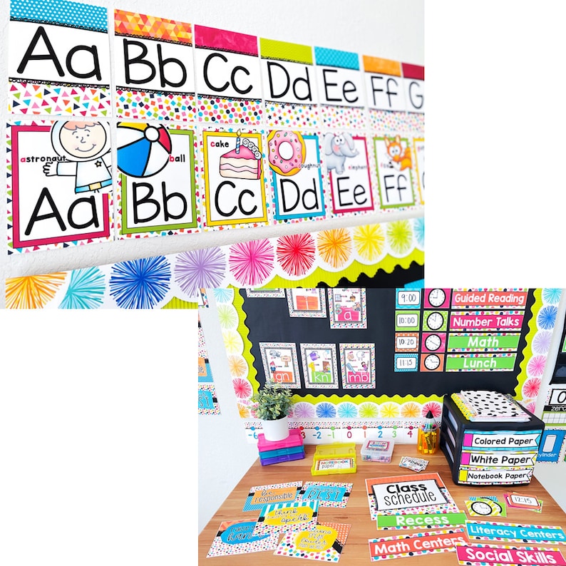 Confetti Rainbow Classroom Decor Bundle | Classroom Bulletin Board ...