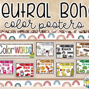 PRINTABLE Color Posters Pack Neutral Boho Classroom Decor Neutral ...