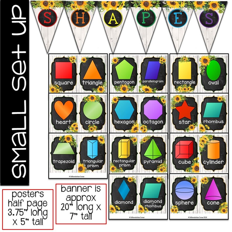 PRINTABLE Shape Posters and Charts Sunflower Farmhouse - Etsy