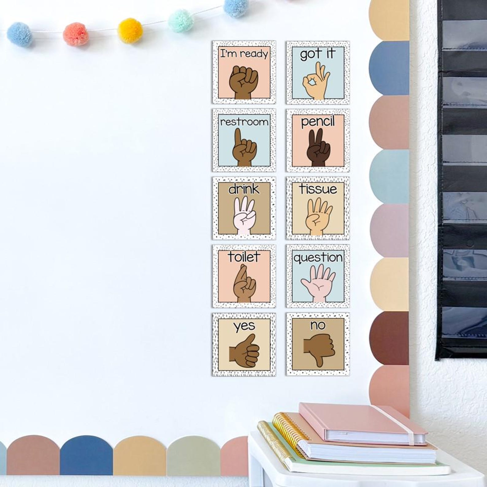 Classroom Hand Signal Posters, Neutral Boho Classroom Decor, Editable ...
