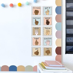 Classroom Hand Signal Posters, Neutral Boho Classroom Decor, Editable ...