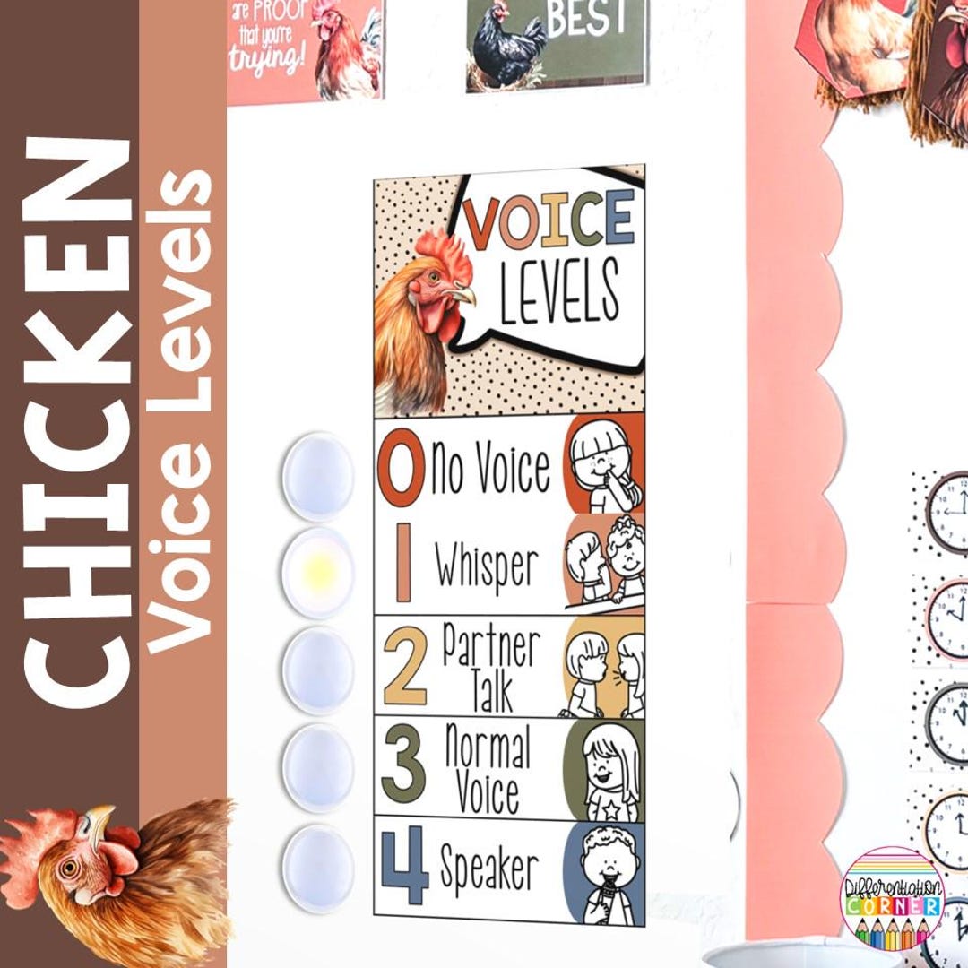 Printable Voice Level Chart Posters Chicken Farm Classroom Decor ...