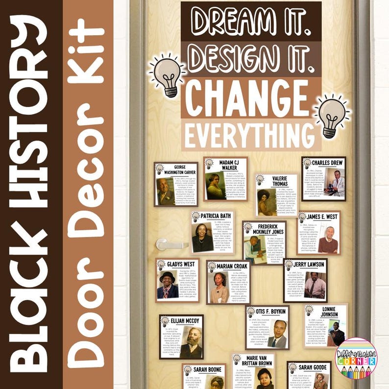 Black History Month Door Decorations Bulletin Board African American ...