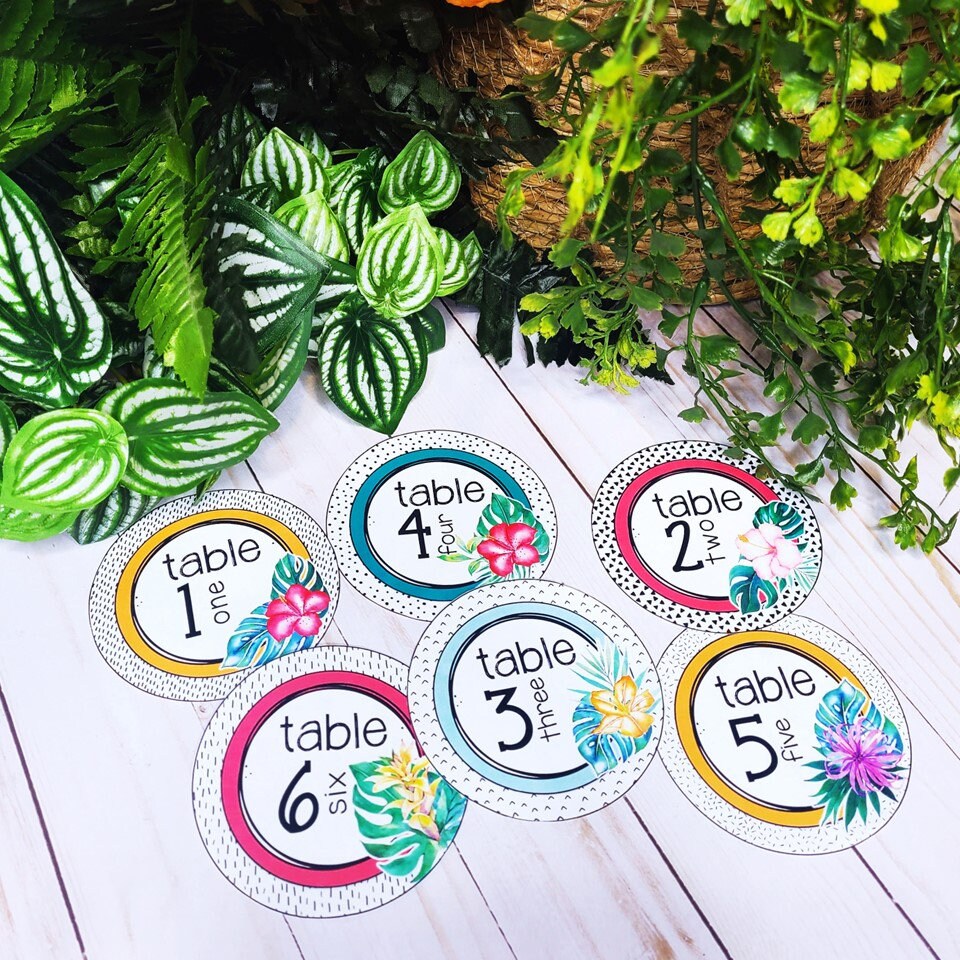 PRINTABLE Tropical Numbers Tropical Classroom Decor - Etsy