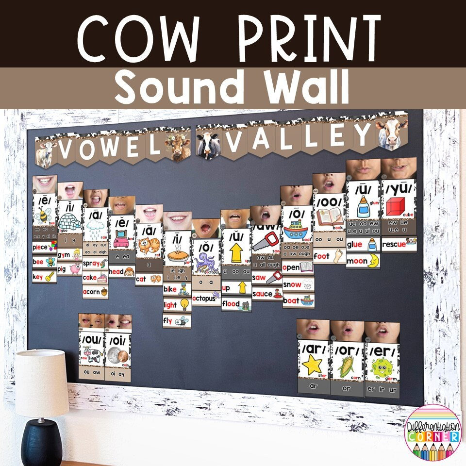 Sound Wall Classroom Posters Cow Classroom Decor Phonics Posters ...