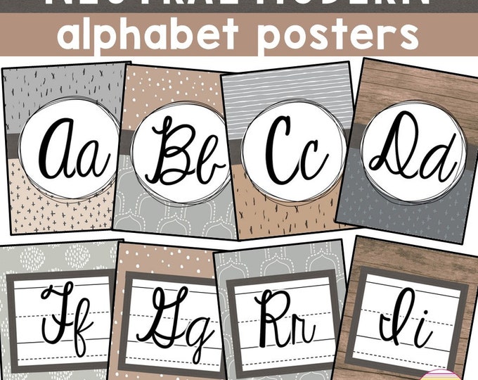 Cursive Alphabet Posters With Graphics Boho Plants Classroom Decor ...