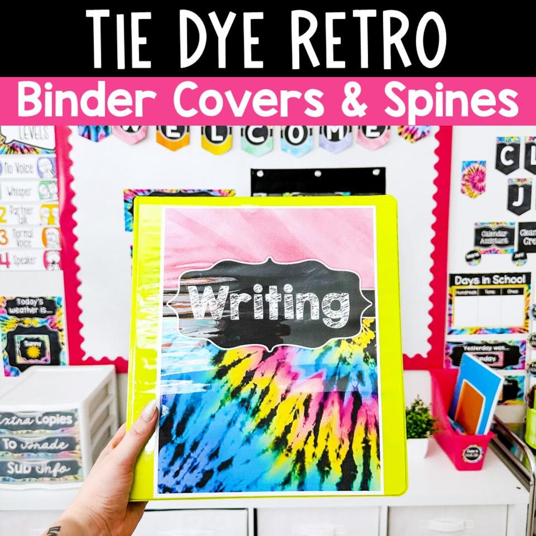 Editable Groovy Hippie Binder Covers and Spines Tie Dye Classroom Decor ...
