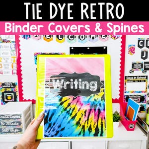 Editable Groovy Hippie Binder Covers and Spines Tie Dye Classroom Decor ...