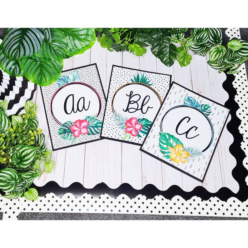 Cursive Alphabet Posters for the Classroom Tropical Classroom Decor ...