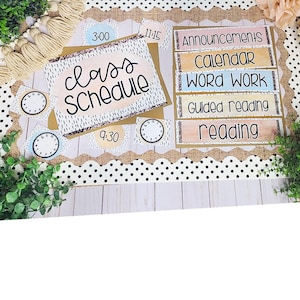Editable Daily Schedule Cards for Classroom Neutral Boho Classroom ...