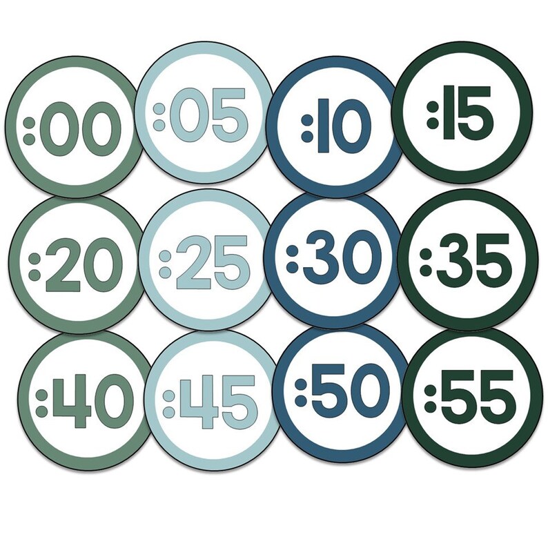 Nature Clock Label Numbers in 5 Minute Intervals | Nature Classroom ...