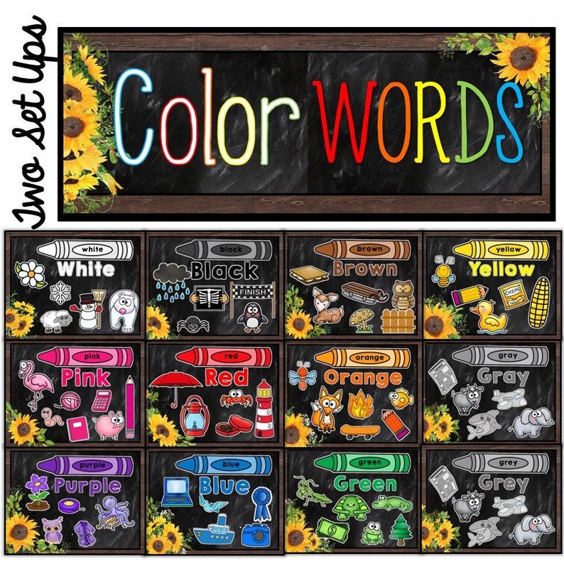 PRINTABLE Color Posters Pack Sunflower Farmhouse Classroom - Etsy