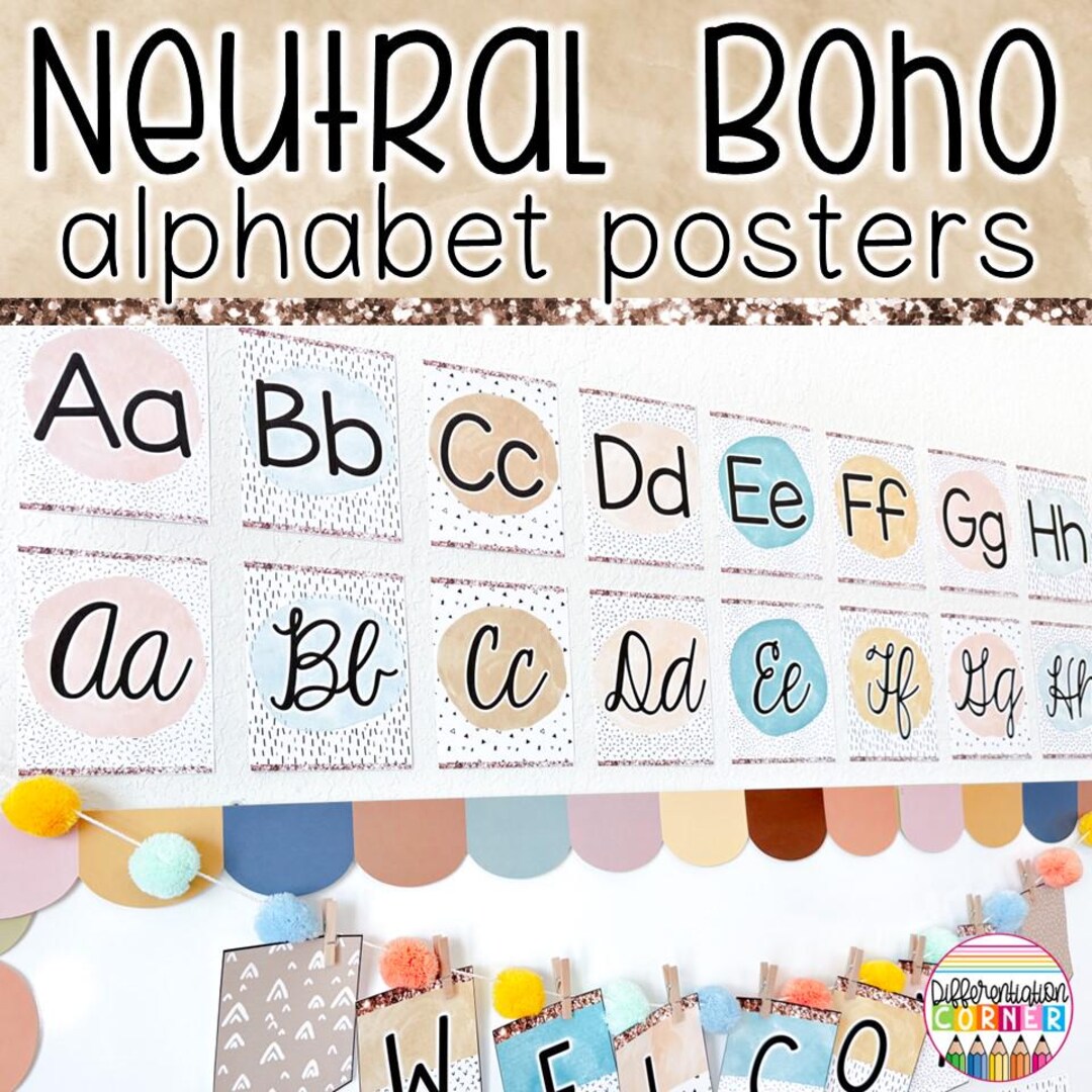 Alphabet Posters With Pictures for the Classroom | Neutral Boho ...