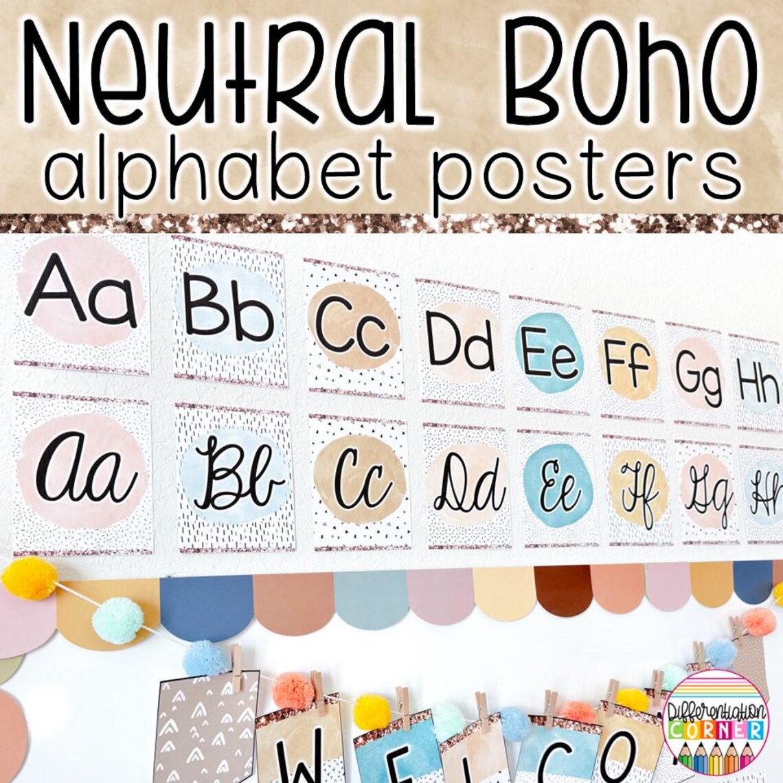 Alphabet Posters With Pictures for the Classroom | Neutral Boho ...