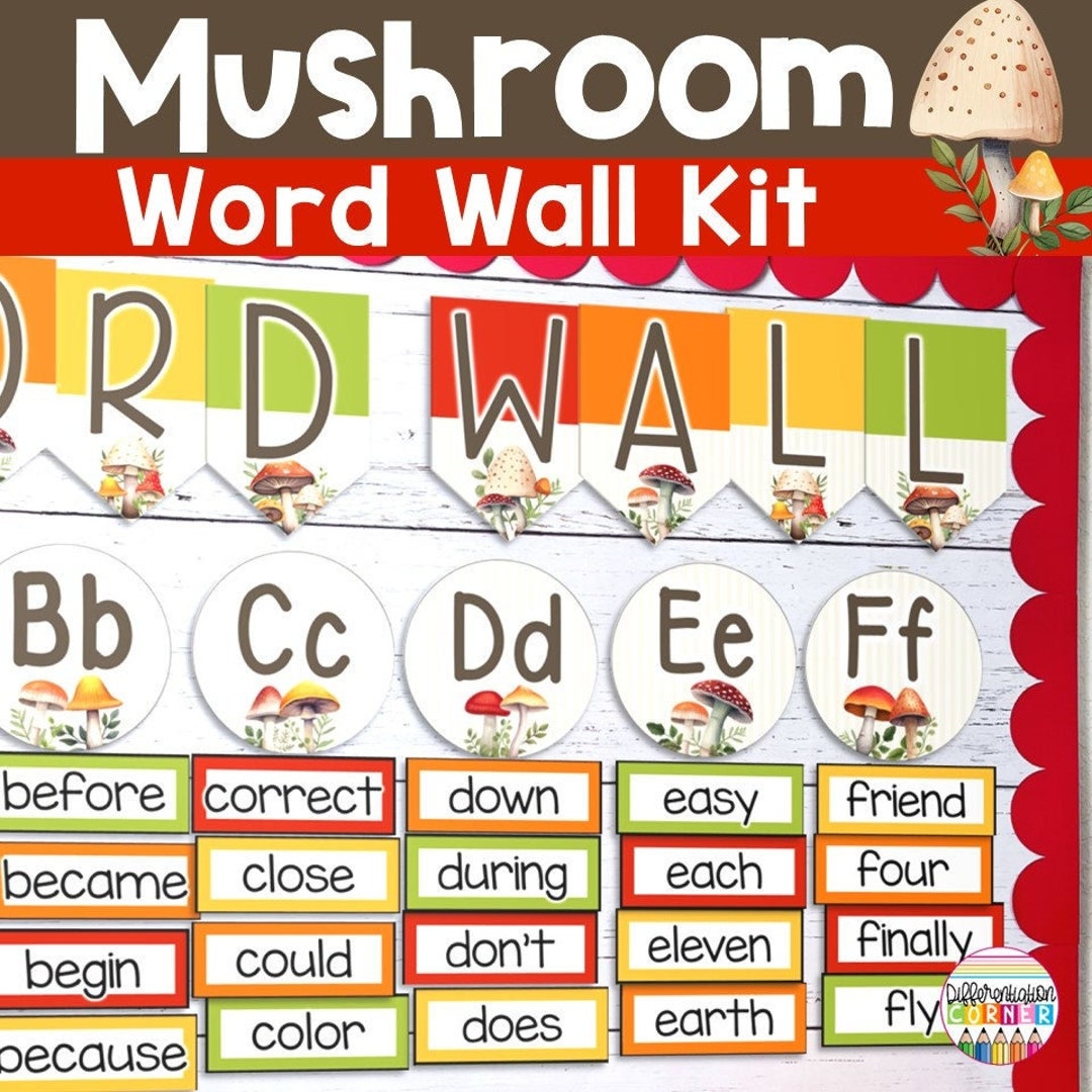 Classroom Word Wall Display Editable Mushroom Retro Classroom Decor ...