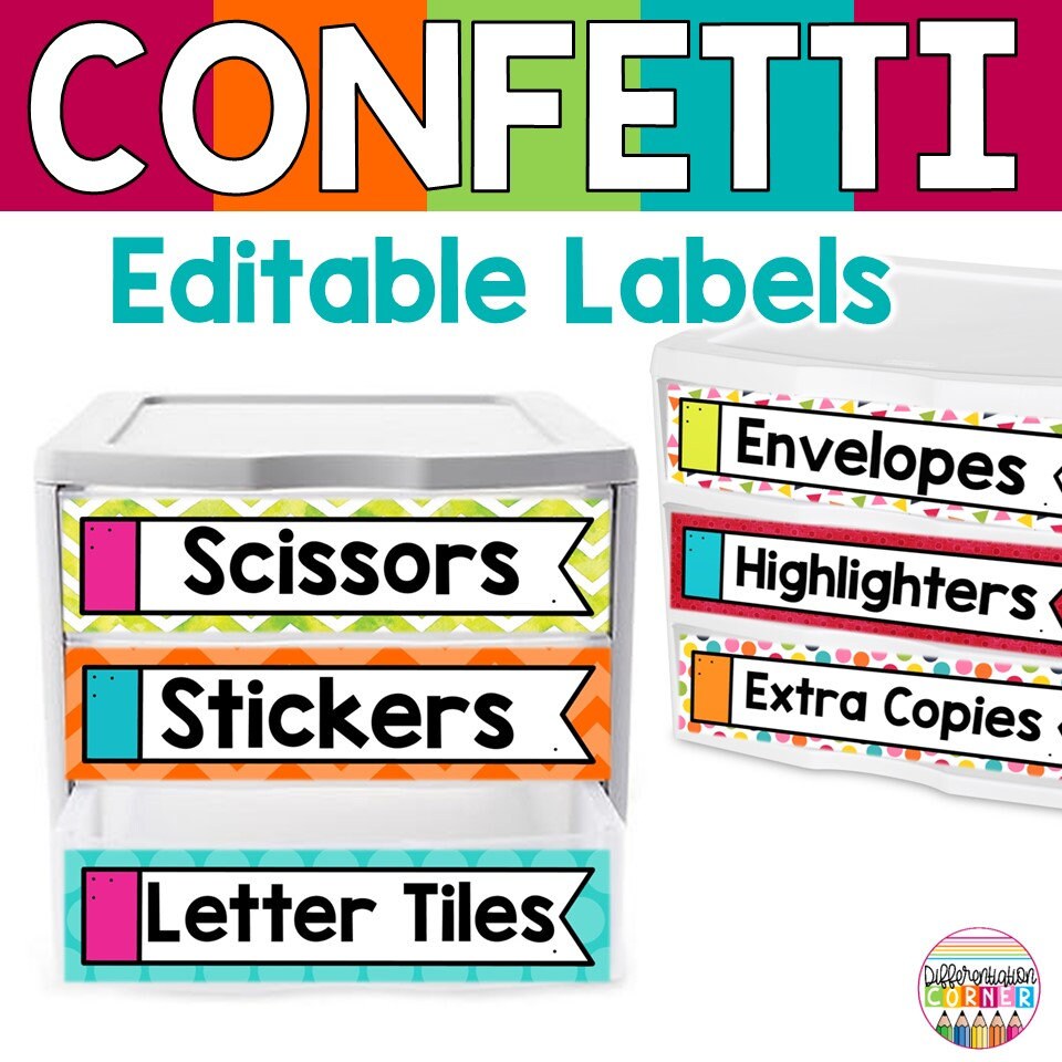 Editable Confetti Rainbow Classroom Labels Classroom Decor - Etsy