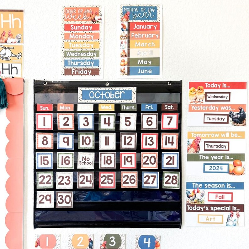 Chicken Classroom Calendar Set & Weather Display Farmhouse Classroom ...