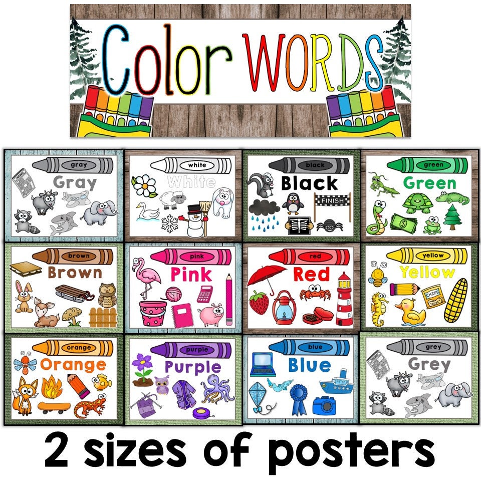 PRINTABLE Color Posters Pack Nature Classroom Decor Colors Posters ...